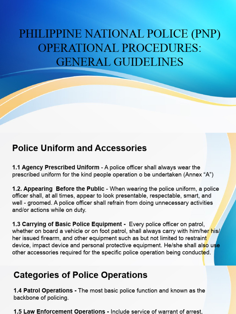 PNP Operational Procedures Overview | PDF | Police | Use Of Force