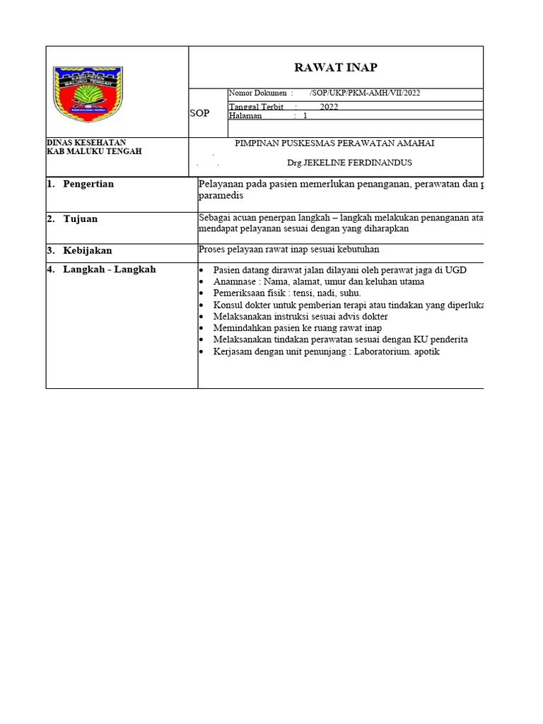 Rawat Inap Sop | PDF
