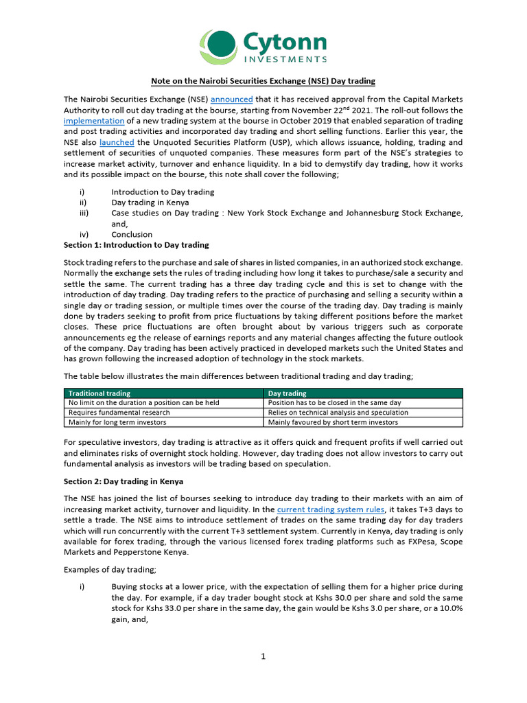 nse-day-trading-note-vf | PDF | Day Trading | Stocks