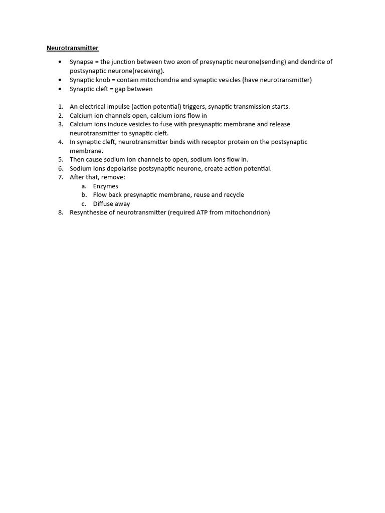 BIOLOGY S1 Neurotransmittor | PDF | Teaching Methods & Materials
