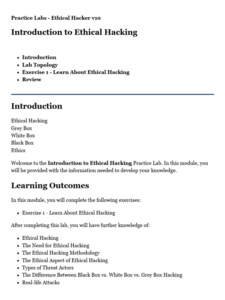 1 Introduction To Ethical Hacking Pdf Security Hacker White Hat Computer Security