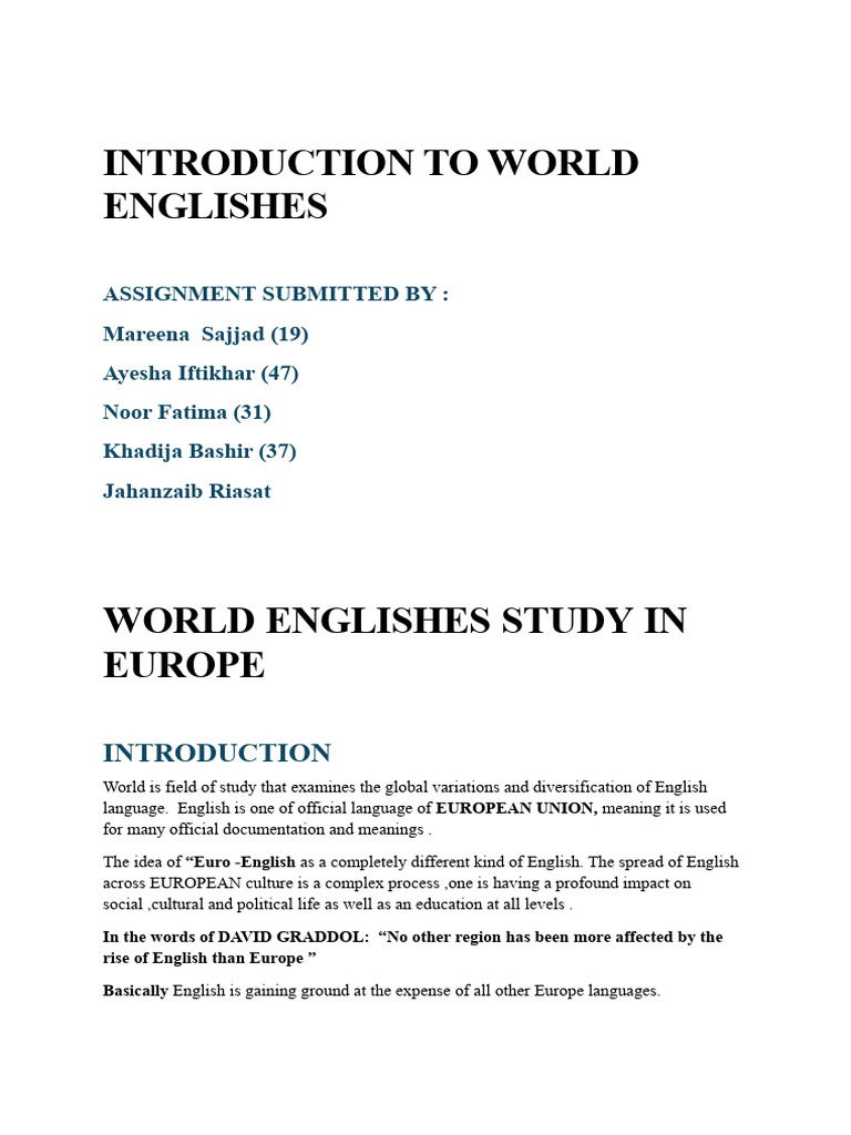 Group 2 (World Englishes Study in Europe) | PDF | English Language ... Group 2 (World Englishes Study in Europe) | PDF | English Language ...