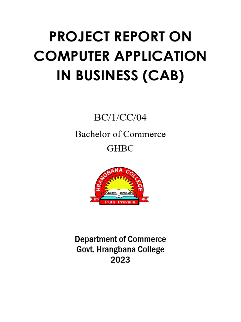 Project Report On Computer Application in Business | PDF | Microsoft ...