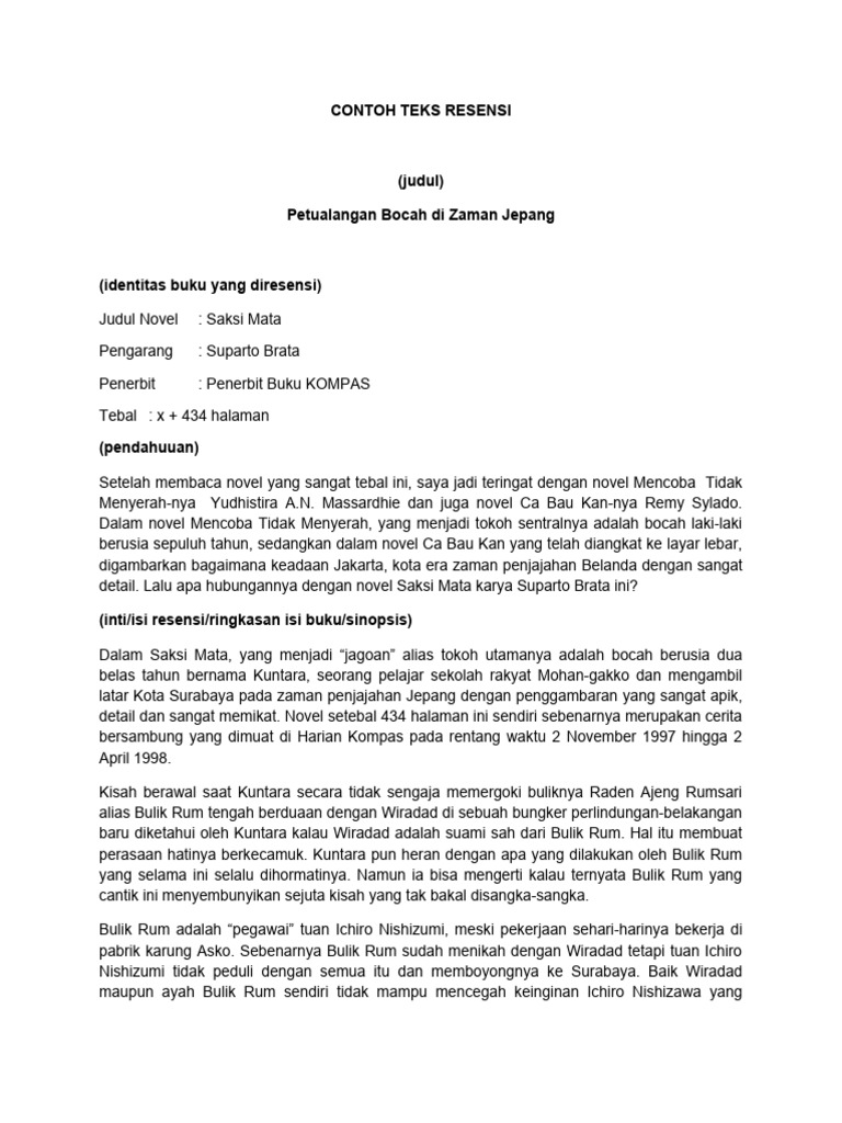 Contoh Teks Resensi | PDF | Klasik