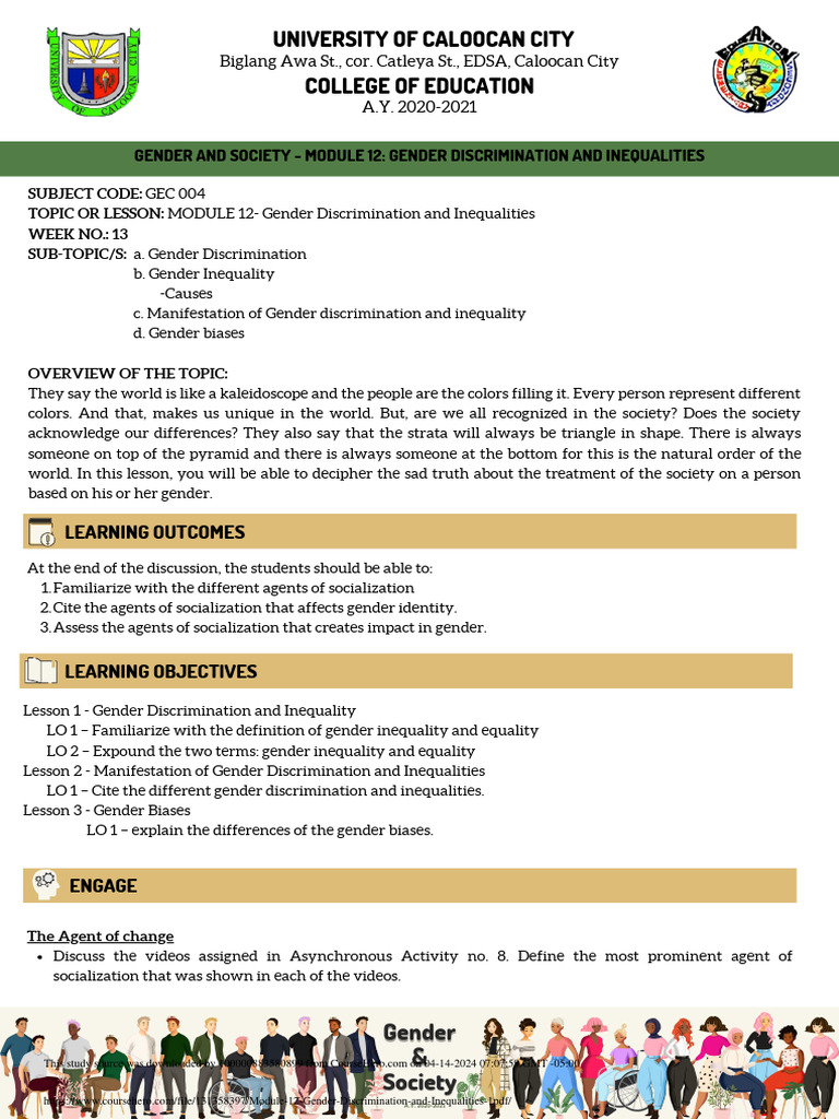 Module 12 Gender Discrimination and Inequalities 1 | PDF | Gender ...