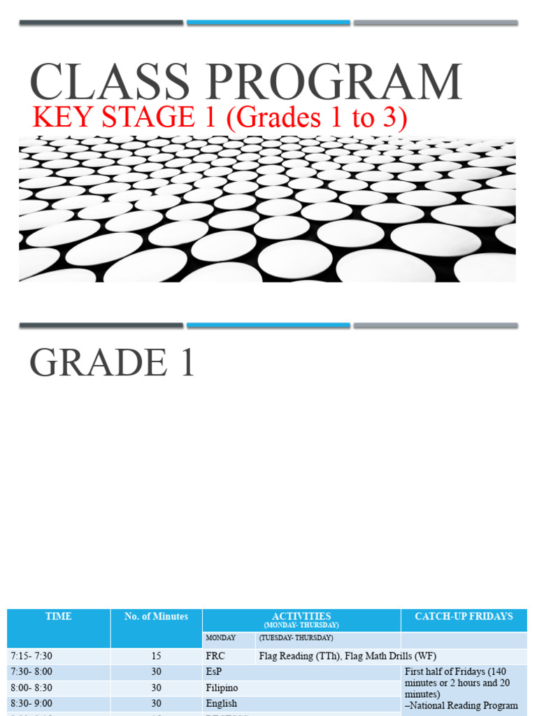 Class Program For Katig, Lambat & Project 6B - Grade 1-3 | PDF