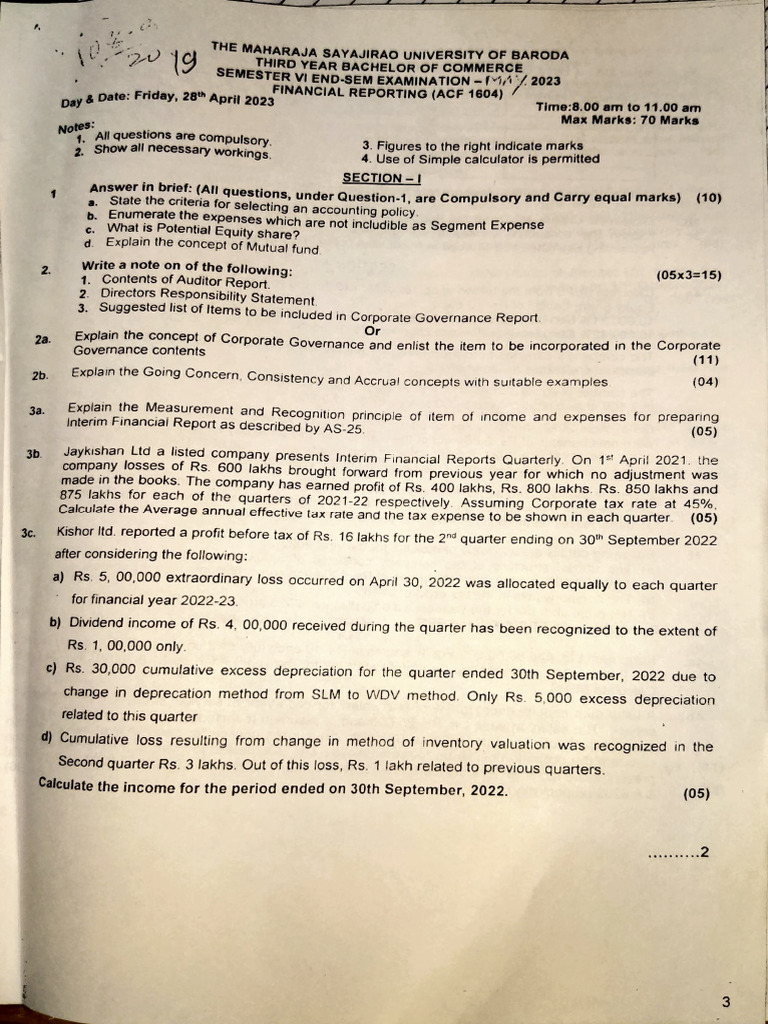 FR Past Papers | PDF