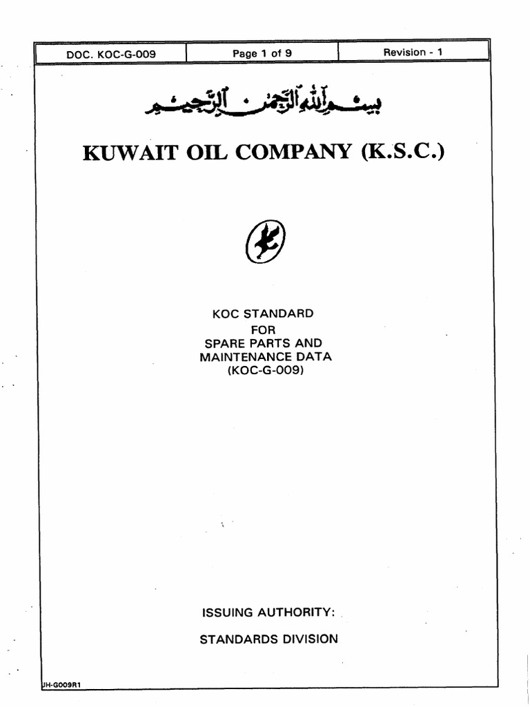 Kuwait Oil Company (K. S.C.) : Doc. KOC-GO09 9 | PDF | Technology ...