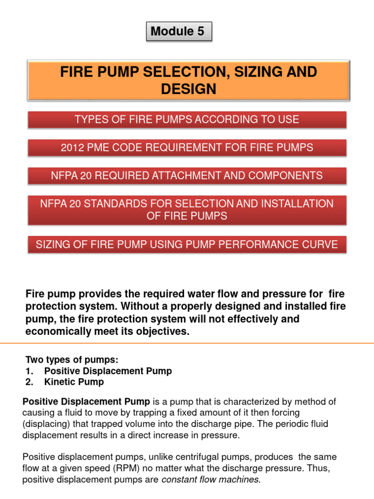 Module 5 - Fire Pump Selection | PDF | Pump | Horsepower