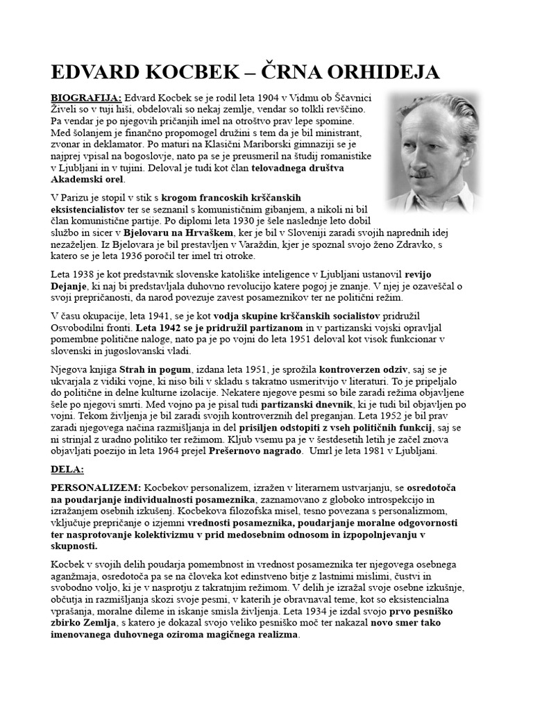 Edvard Kocbek Stas | PDF