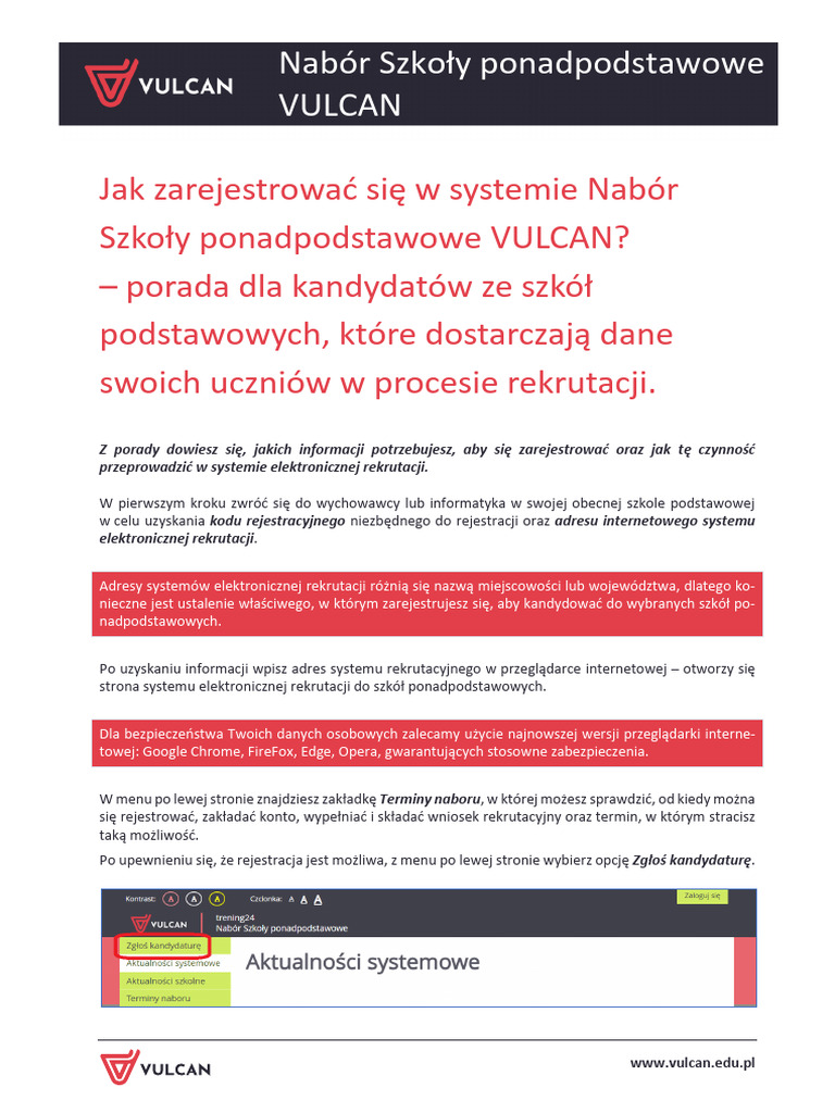 Jak Zarejestrować Się W Systemie Nabór Szkoły Ponadpodstawowe VULCAN - Porada Dla Kandydatów Z ...