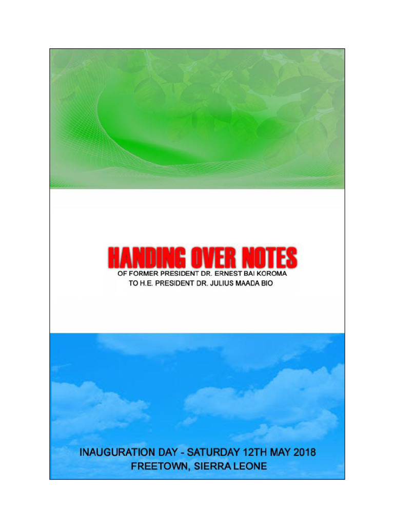 Presidential Transition Notes | PDF | Subsidy | Sierra Leone
