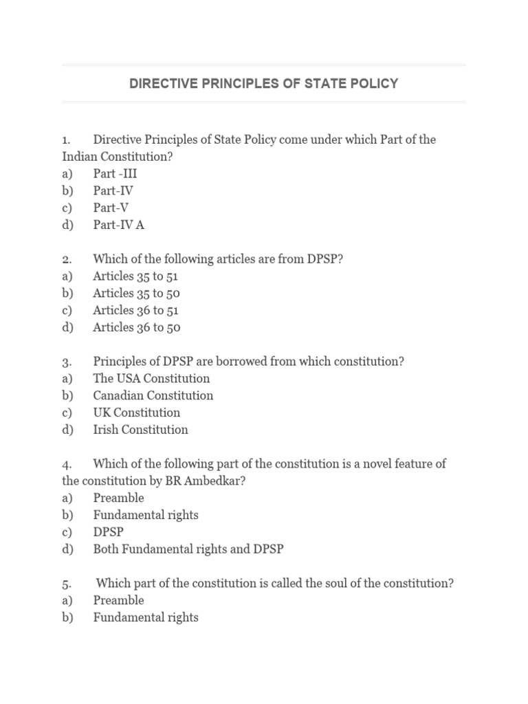 DIRECTIVE PRINCIPLES OF STATE POLICY | PDF | Justice | Crime & Violence