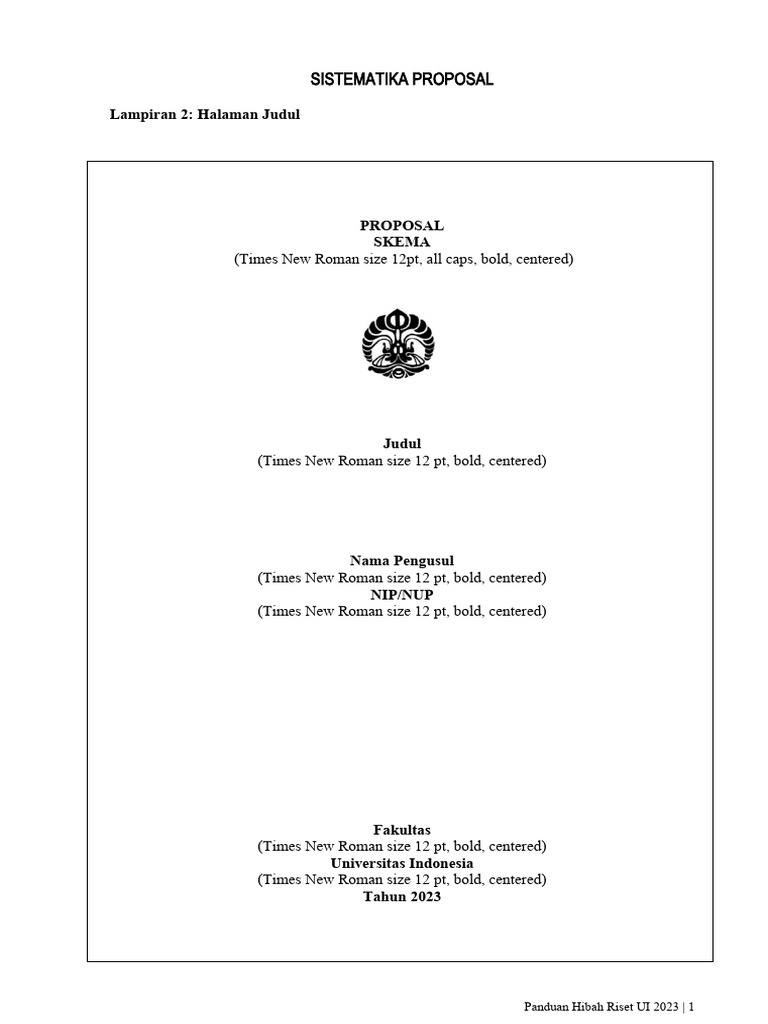 Sistematika Proposal Hibah Riset UI 2023 | PDF Sistematika Proposal Hibah Riset UI 2023 | PDF