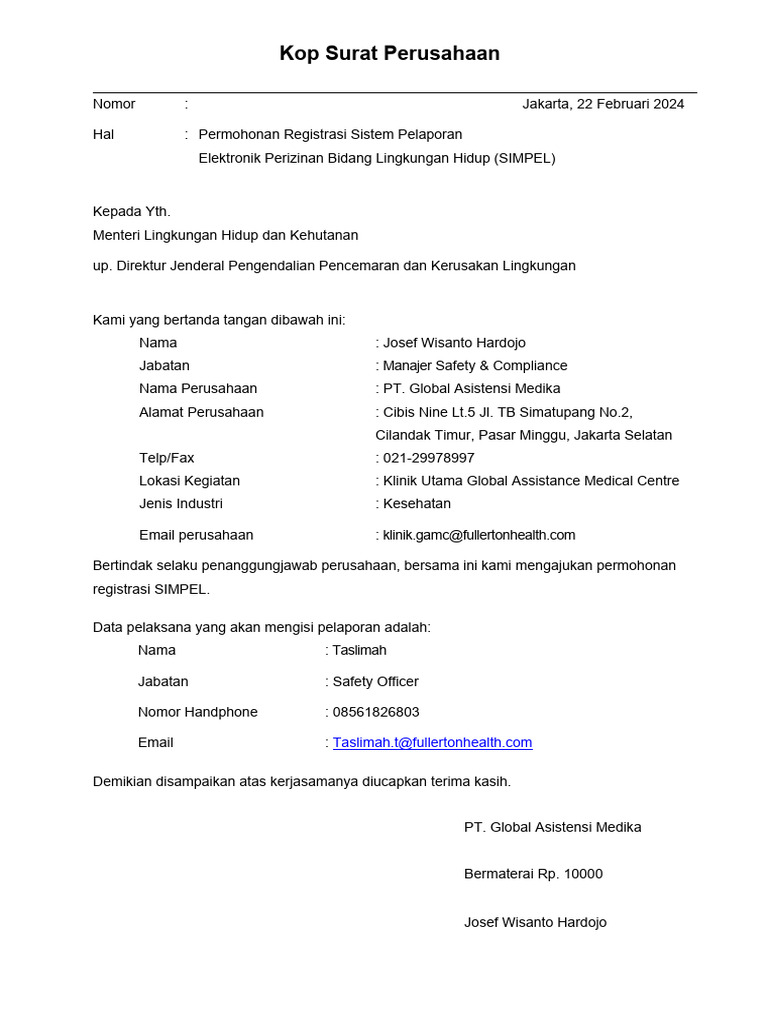 Formulir Registrasi Simpel | PDF