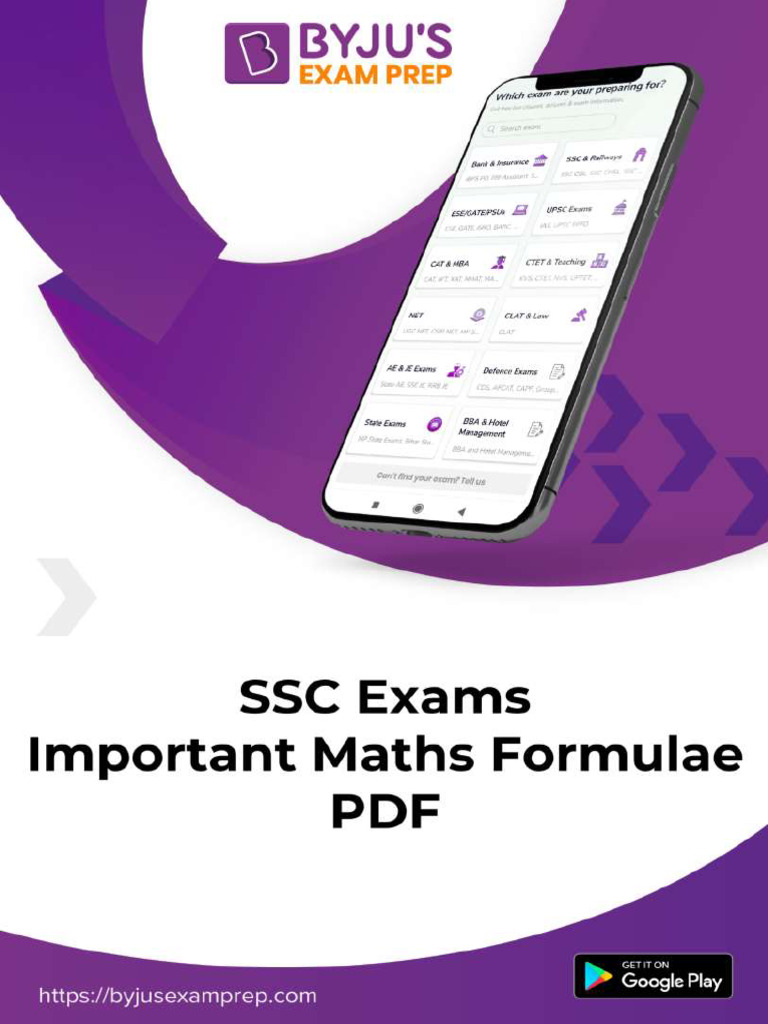 List of Important Maths Formulae For SSC Exams 2023 58 | PDF | Area | Speed