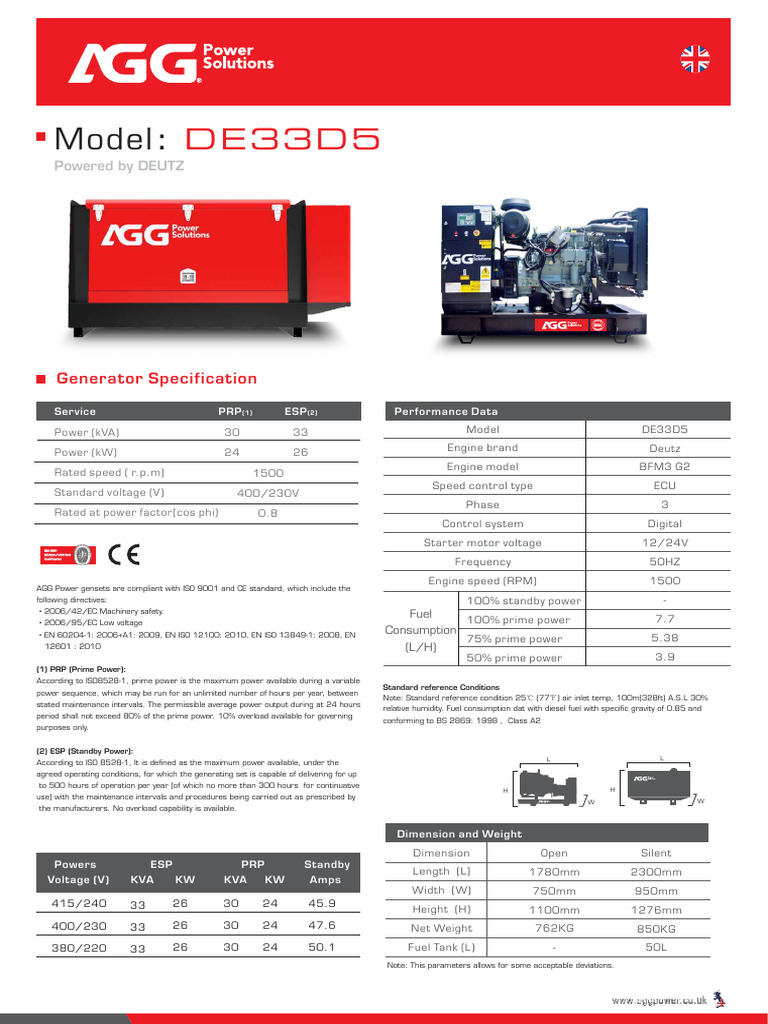 DG Spec De33d5 | PDF | Engines | Electrical Engineering