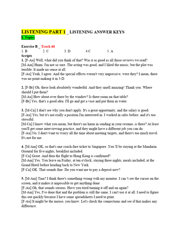 Listening Practice Answer Keys | PDF | Motivation | Motivational