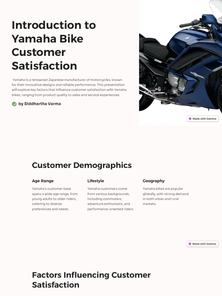 Introduction To Yamaha Bike Customer Satisfaction | PDF | Motorcycle ...