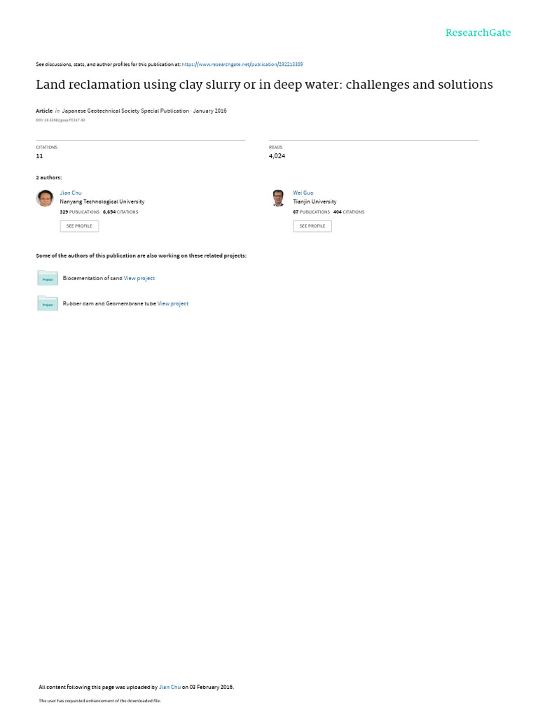Chu & Huo-2017-Land Reclamation Using Clay Slurry Orin Deep Water ...