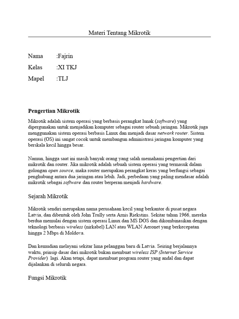 Materi Tentang Mikrotik | PDF