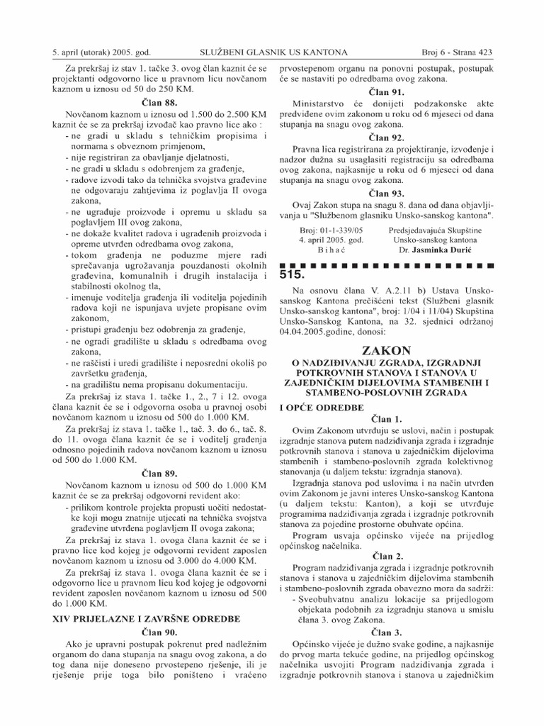 10 Zakon o Nadziđivanju Zgrada, Izgradnji Potkrovnih Stanova I Stanova U Zajedničkim Dijelovima ...