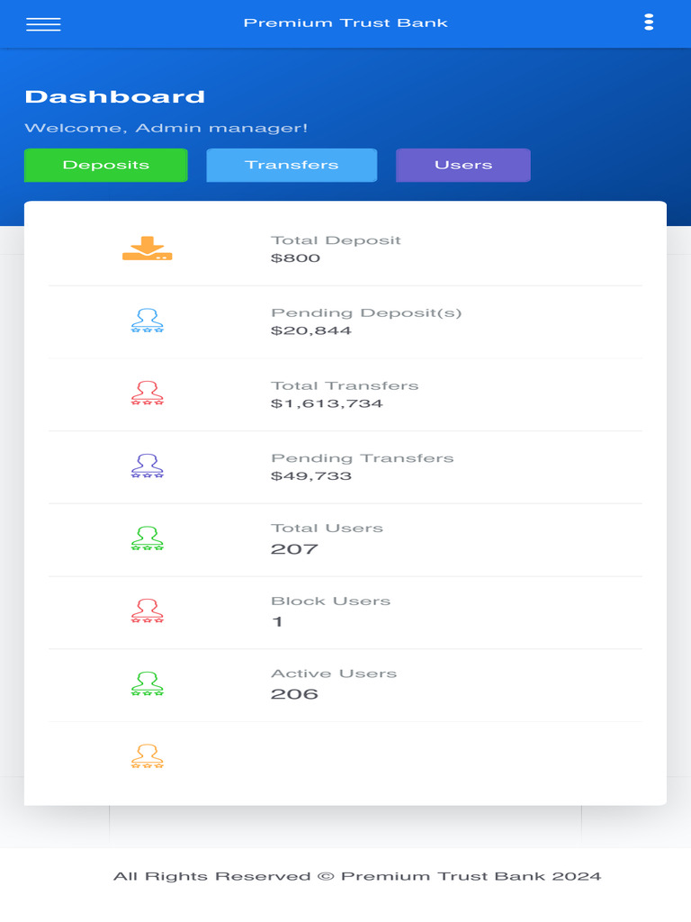 Premium Trust Bank Dashboard Overview | PDF