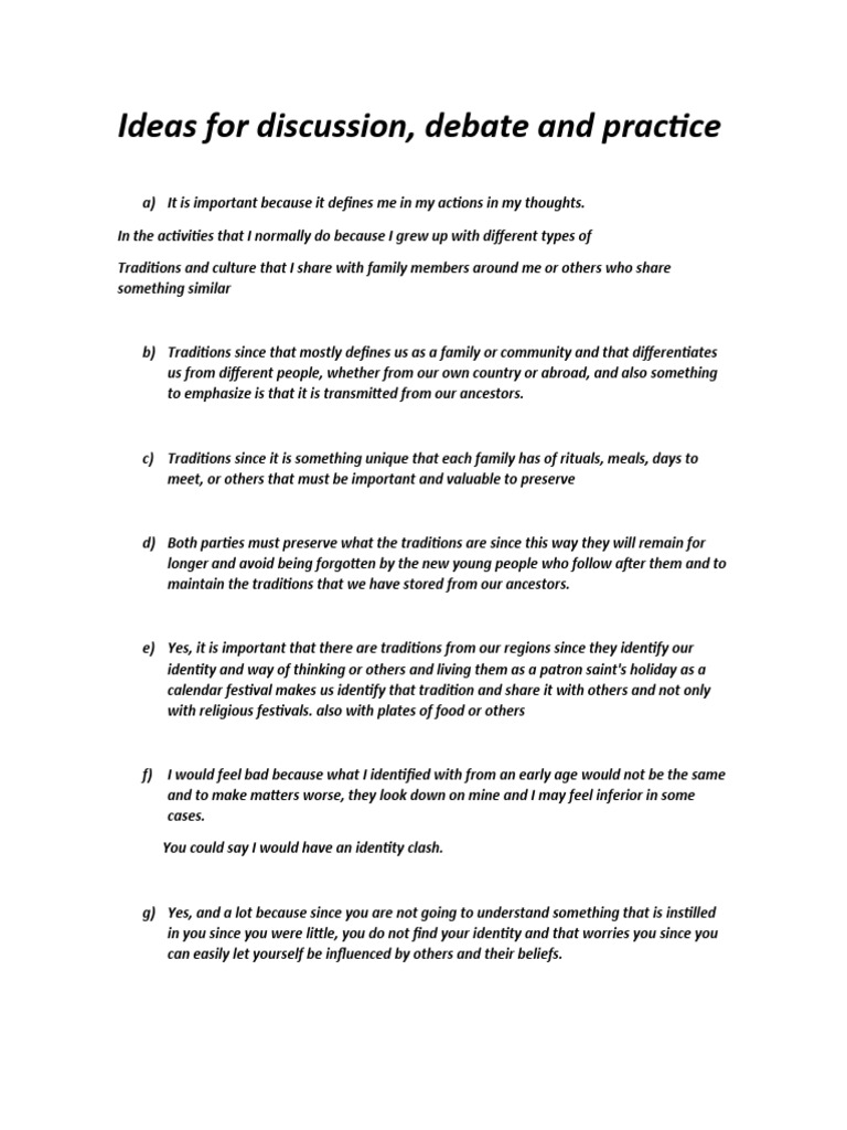 Ideas For Discussion | Download Free PDF | Traditions | Social Psychology