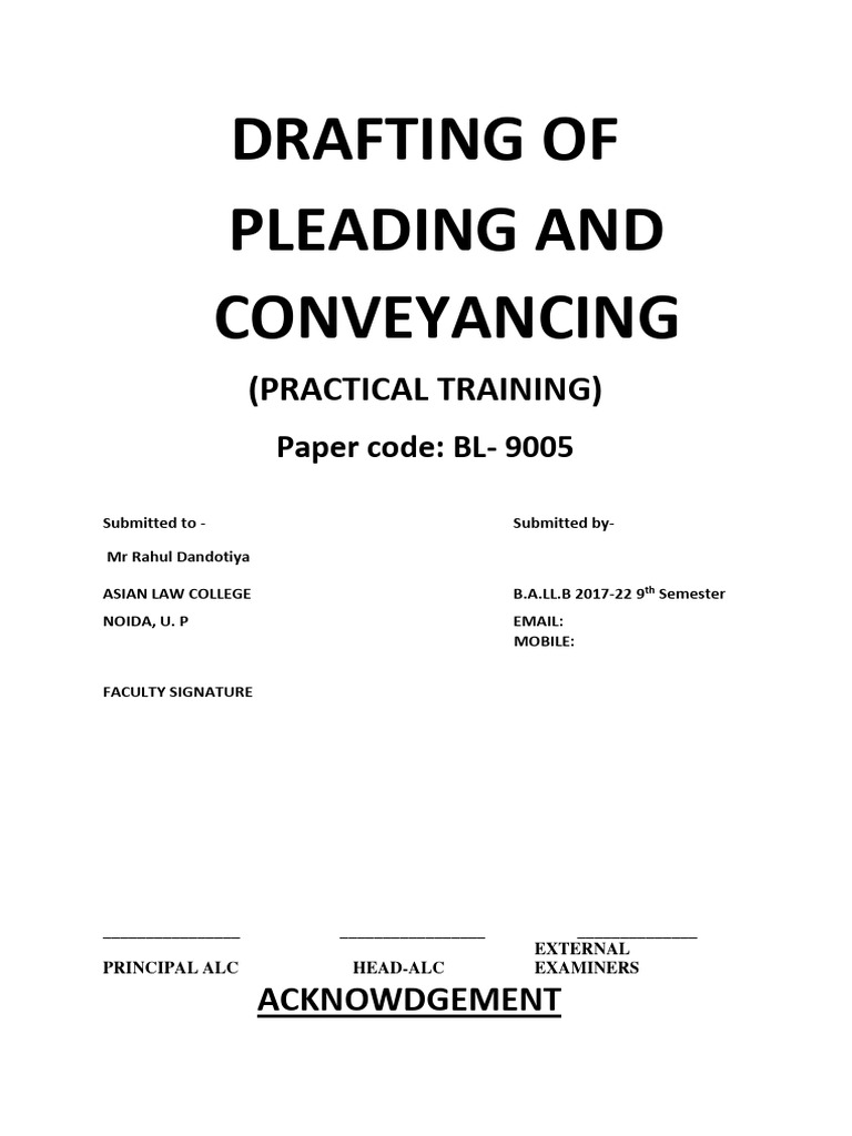 DRAFTING PRACTICAL FILE Work | PDF | Bail | Lawsuit