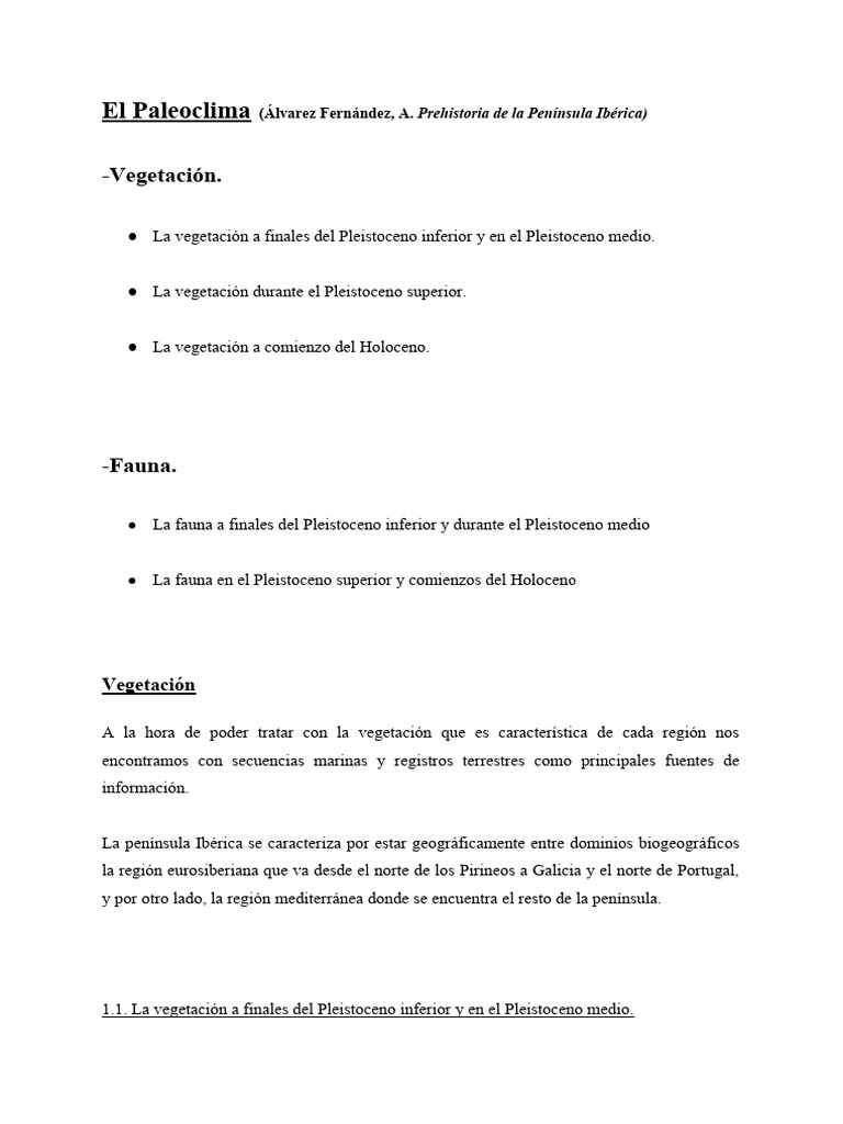 Paleoclima y Fauna de la Península Ibérica | PDF | pleistoceno ...
