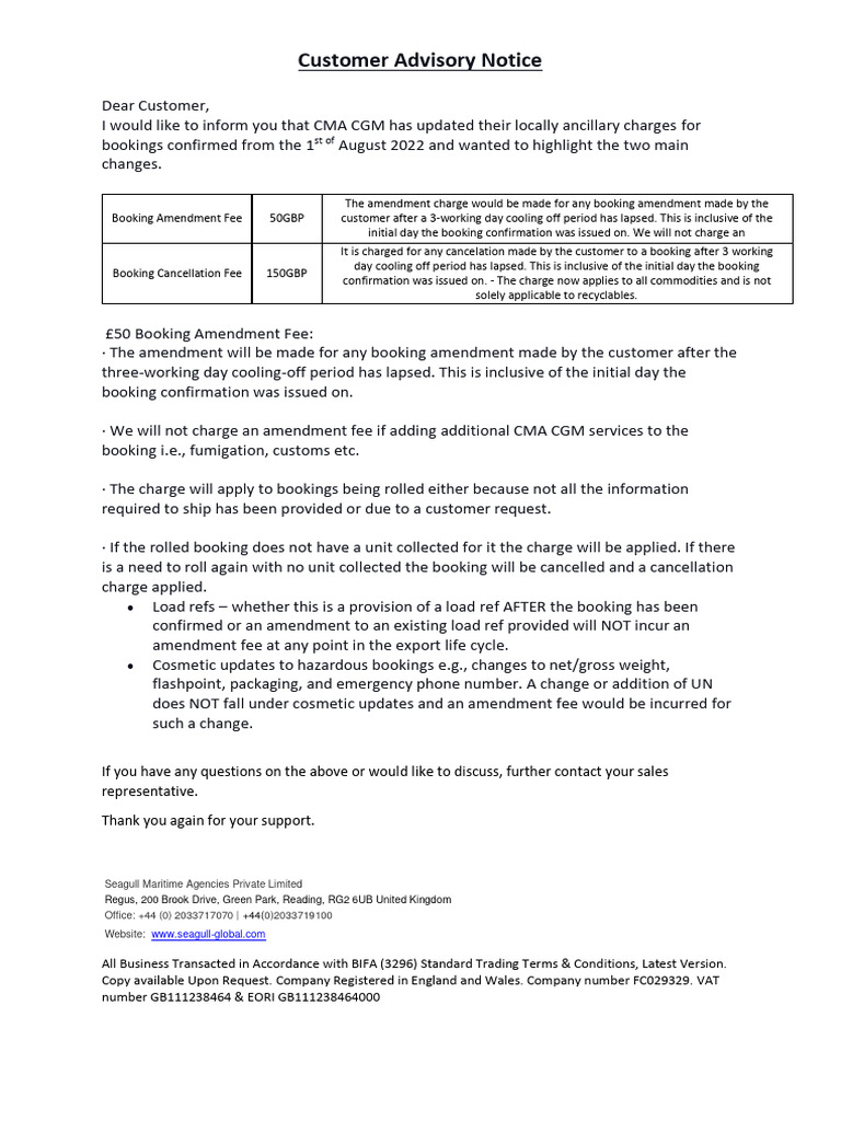 Customer Advisory Notice | PDF | Business