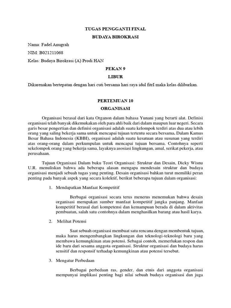Budaya Birokrasi dan Organisasi Efektif | PDF | Karier & Perkembangan ...