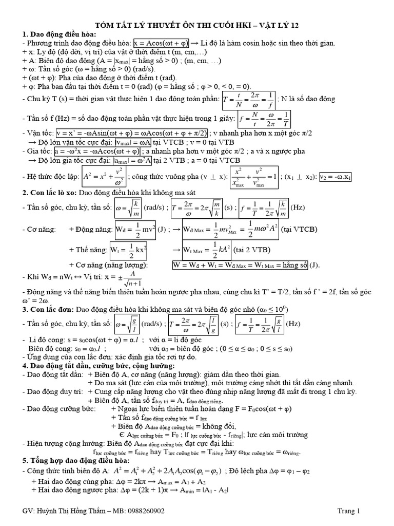 lý thuyết ôn thi HK 1 K12 ma tran 2023 | PDF