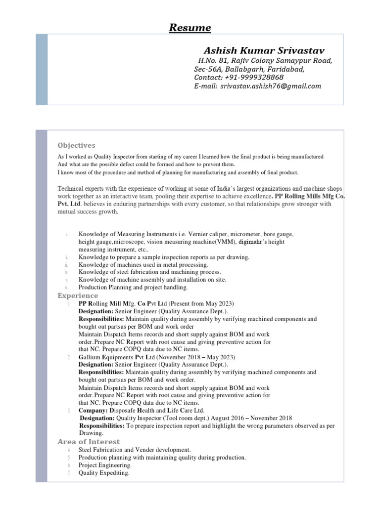 New Ashish Resume | PDF | Quality Assurance | Engineering