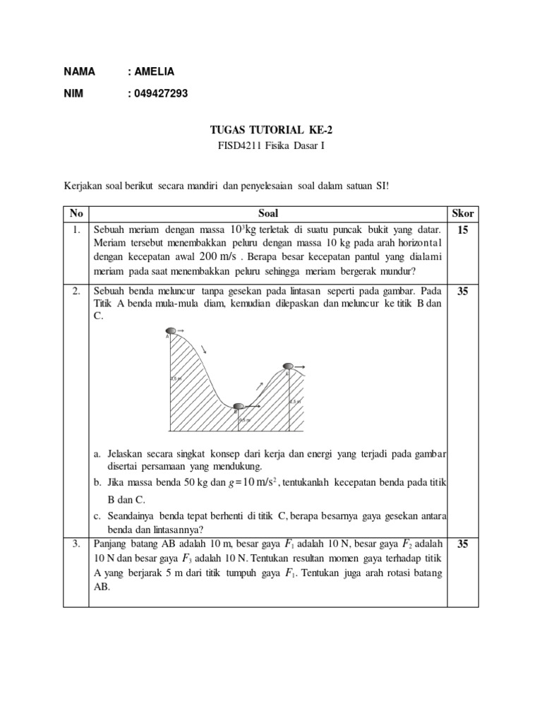 Tugas 2 Fisika Dasar - Amelia - 049427293 | PDF