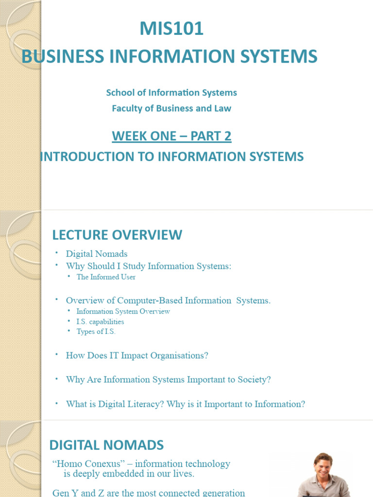 Week 01-B Lecture Student Version | PDF | Information System | Information