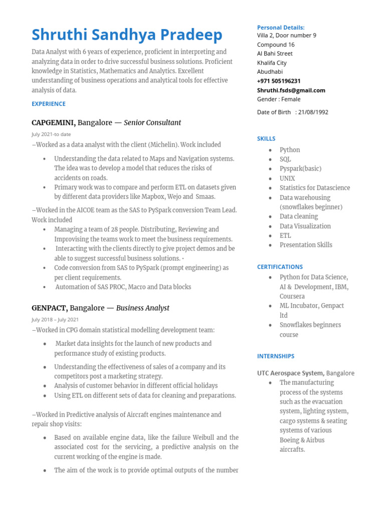 Shruthi Resume Updated 2023 | PDF | Sas (Software) | Apache Spark