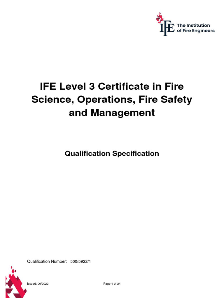368 IFE Level 3 Certificate in Fire Science Operations Fire Safety and ...