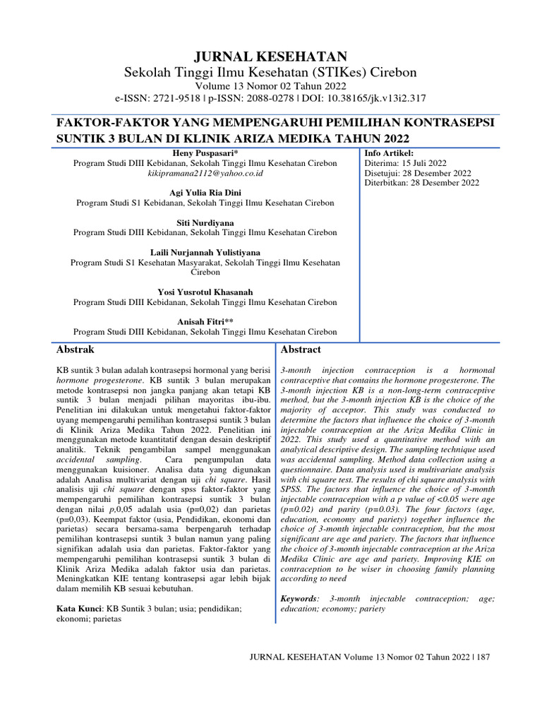 Faktor-Faktor Yang Mempengaruhi Pemilihan Kontrasepsi | PDF