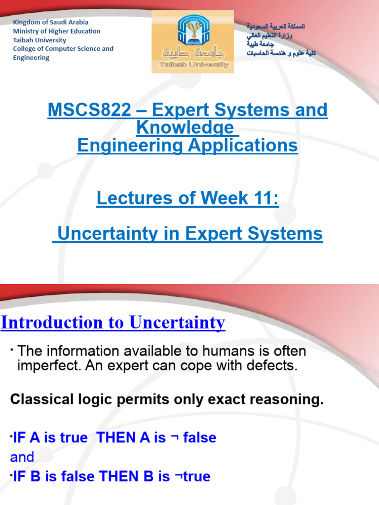 Week11 Uncertainty Expert Systems | PDF | Uncertainty | Evidence