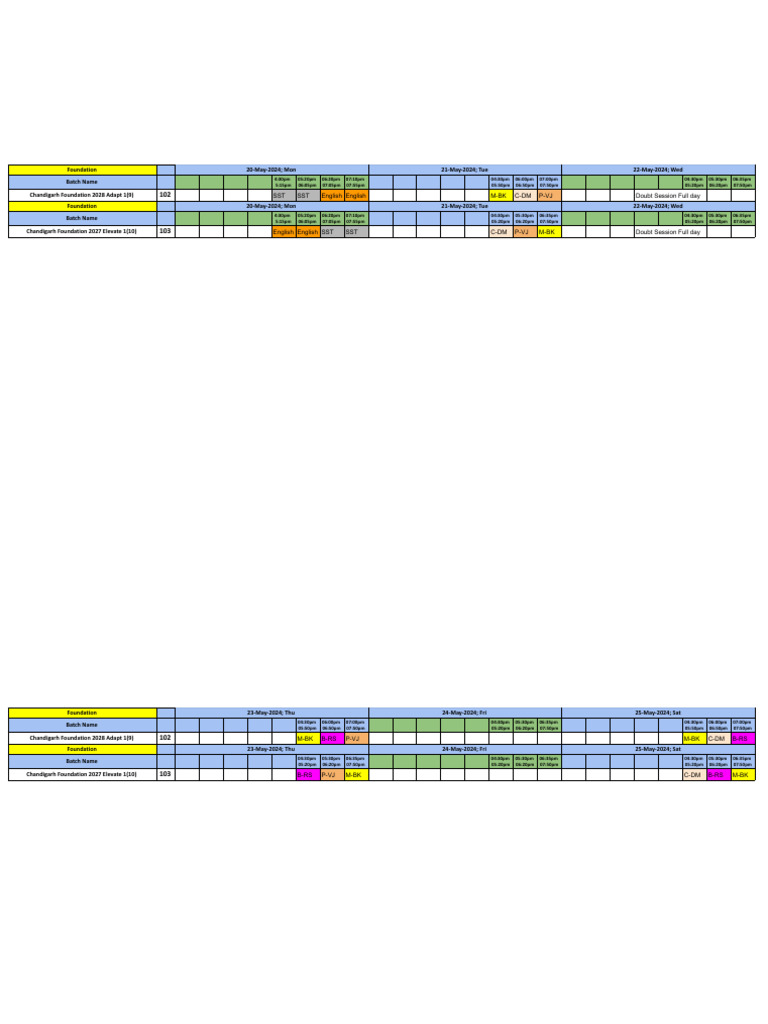 Timetable Automation Chd-Updated Sheet - TT Format | PDF