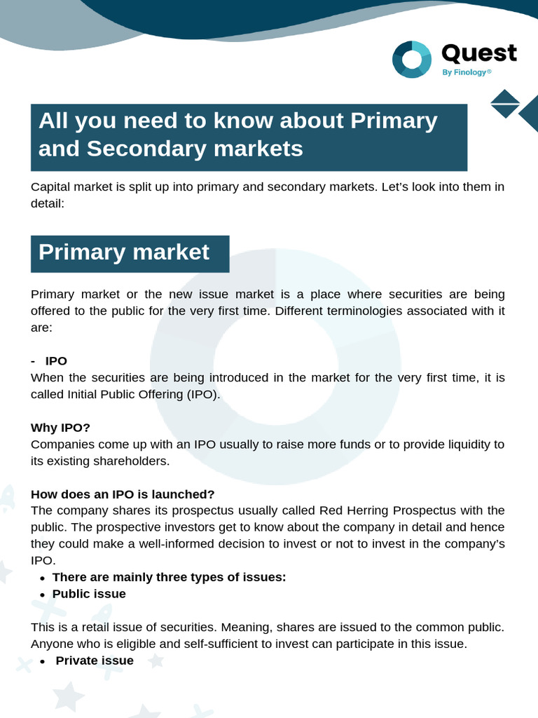All You Need To Know About Primary Secondary Markets | PDF | Initial ...