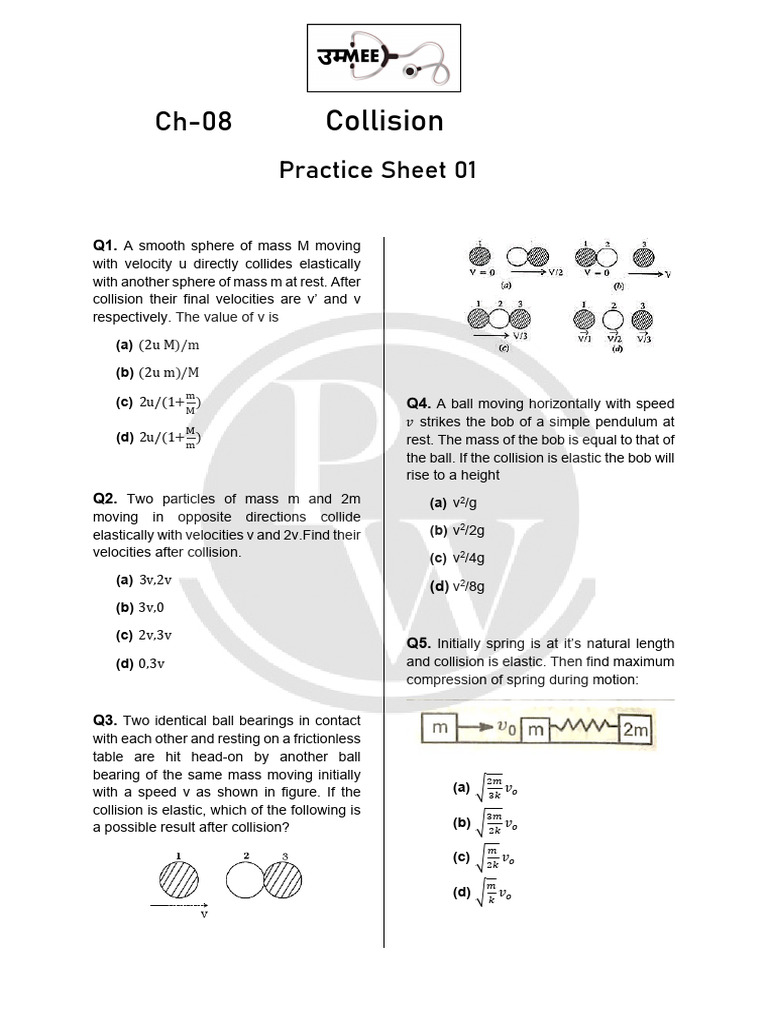 Collision Practice Sheet Solutions | PDF | Collision | Physical Phenomena