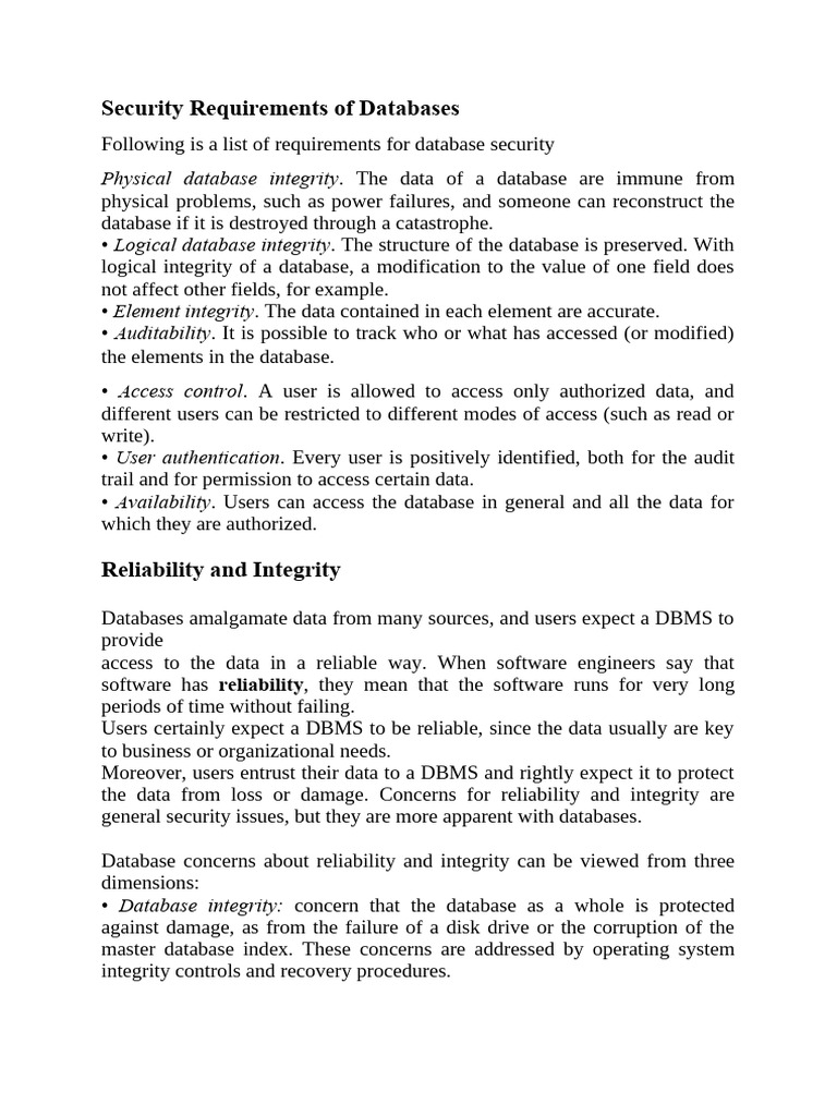 Module5 Security Requirements of Databases | PDF | Databases | Computer File
