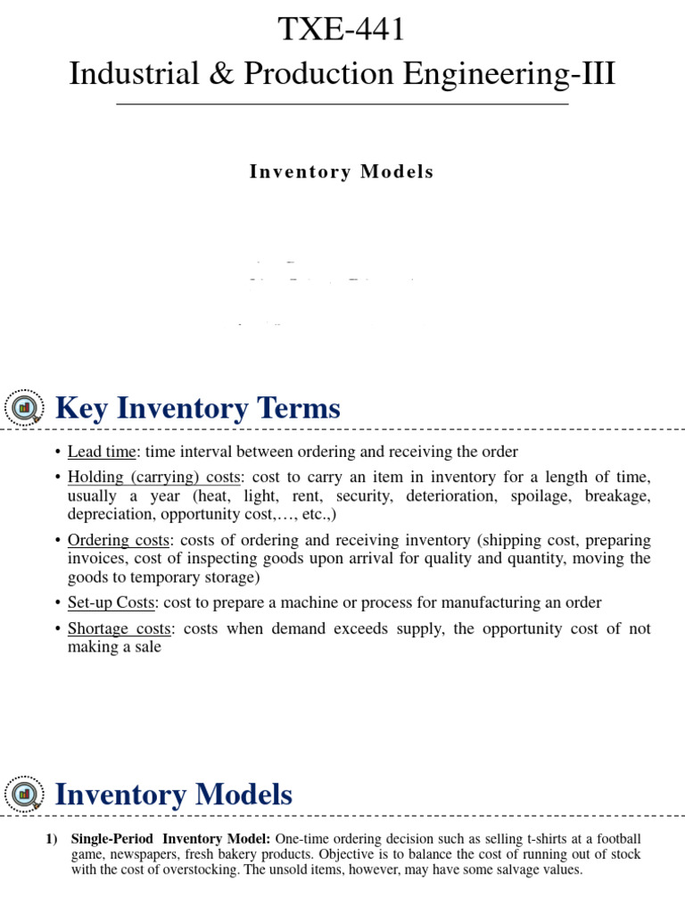 16th Class Inventory Models | PDF | Management Accounting | Business ...