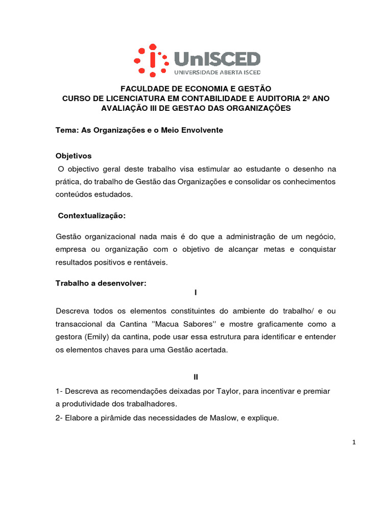 Avalia o III De GO 2024 PDF Economia