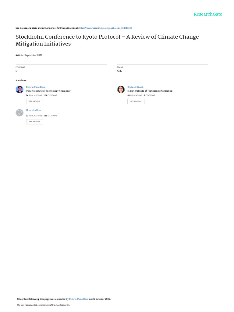 Stockholm Conferenceto Kyoto Protocol AReviewof Climate Change ...