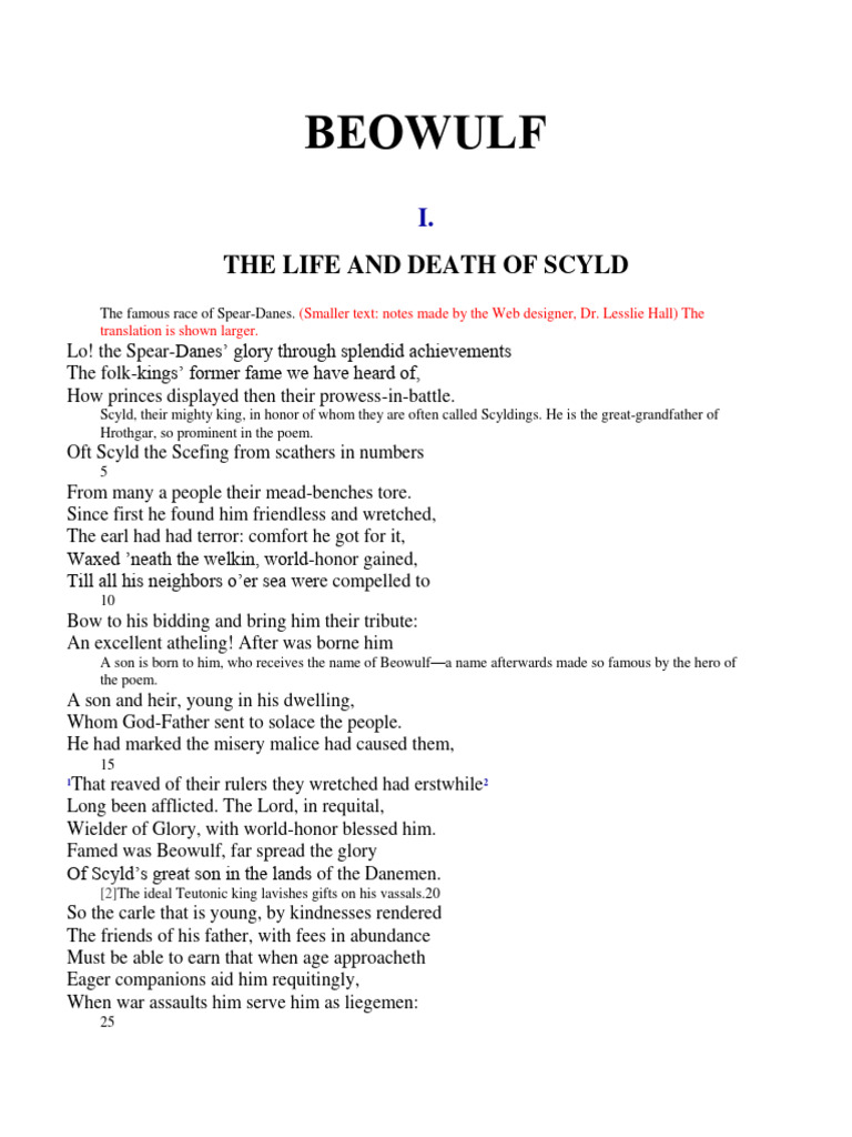 Beowulf: Original Text and Translation | PDF | Beowulf | English Heroic ...