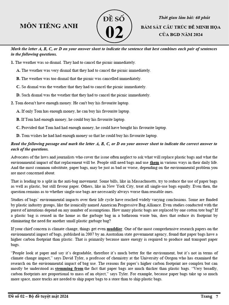 de So 02 Mon Tieng Anh | PDF | Cost Of Living