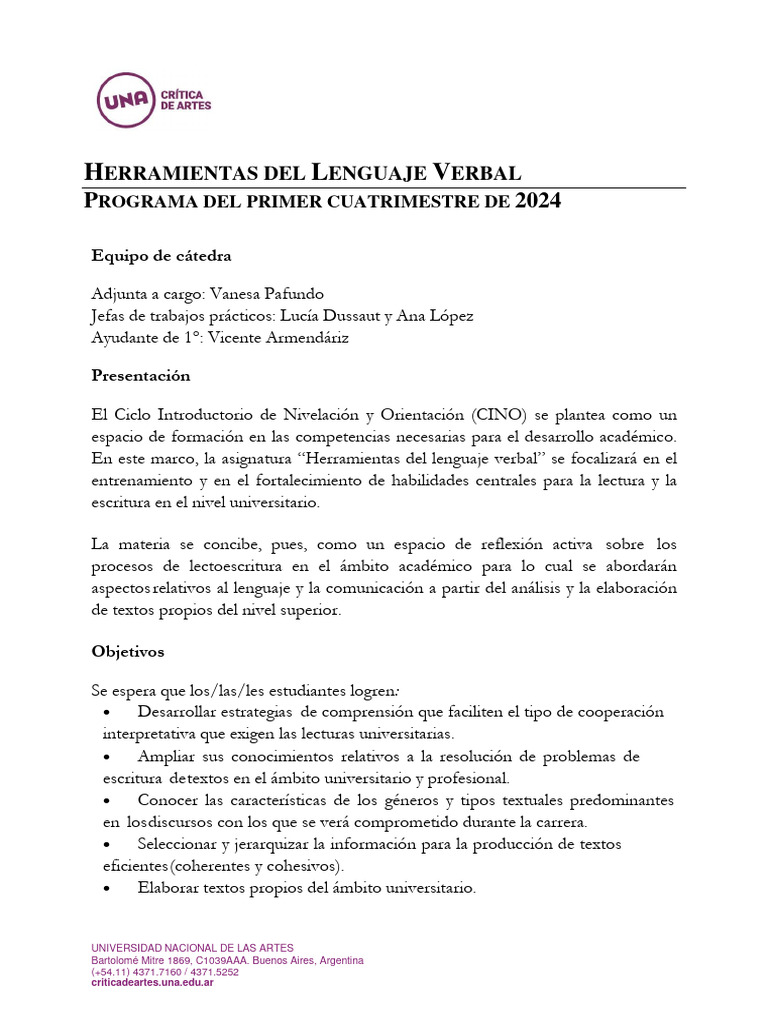 Programa HLV 2024_1C | PDF | Comunicación | Lingüística